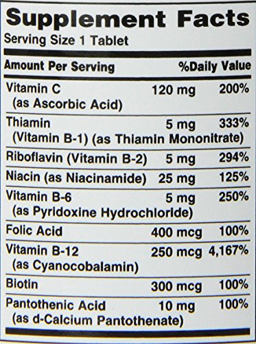 Vitamin B-Complex by Nature's Bounty, Time Released Vitamin Supplement w/ Folic Acid Plus Vitamin C, Supports Energy Metabolism and Nervous System Health, 125 Tablets (Pack of 3)