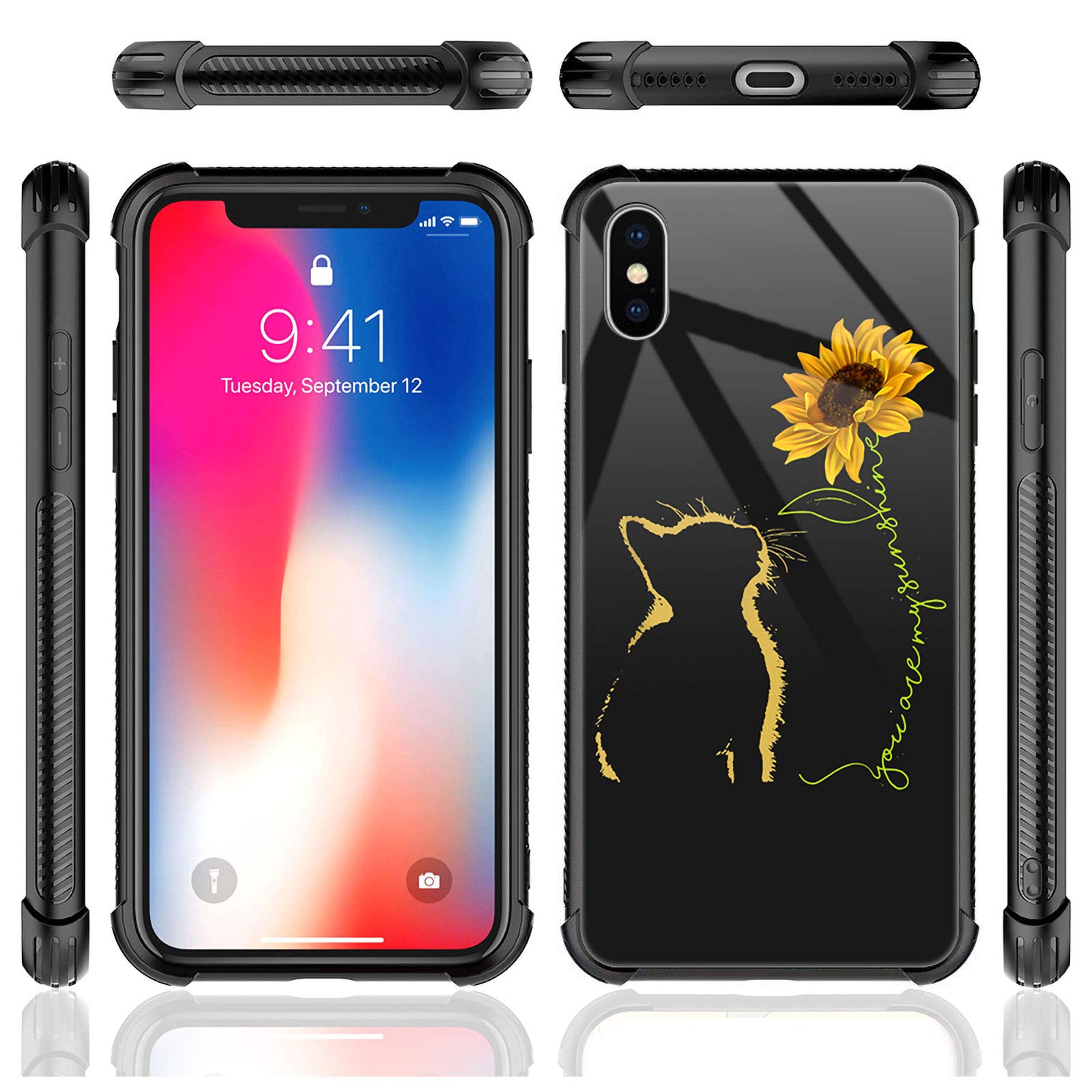 CARLOCA Compatible with iPhone XR Case,Yellow Cat Sunflower iPhone XR Cases for Girls Boys,Graphic Design Shockproof Anti-Scratch Drop Protection Case for iPhone XR