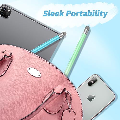 Universal Stylus Pens for Touch Screens (2 Pcs), High Sensitivity Fiber Tips, Compatible with Apple/iPhone/iPad/iOS/Android/Samsung Tablets and All Capacitive Touch Screens (Green+Blue)
