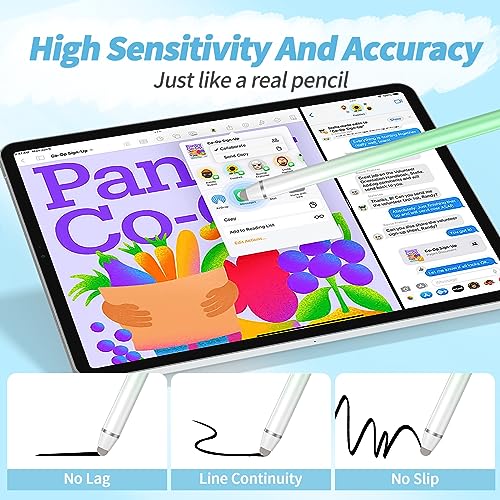 Universal Stylus Pens for Touch Screens (2 Pcs), High Sensitivity Fiber Tips, Compatible with Apple/iPhone/iPad/iOS/Android/Samsung Tablets and All Capacitive Touch Screens (Green+Blue)