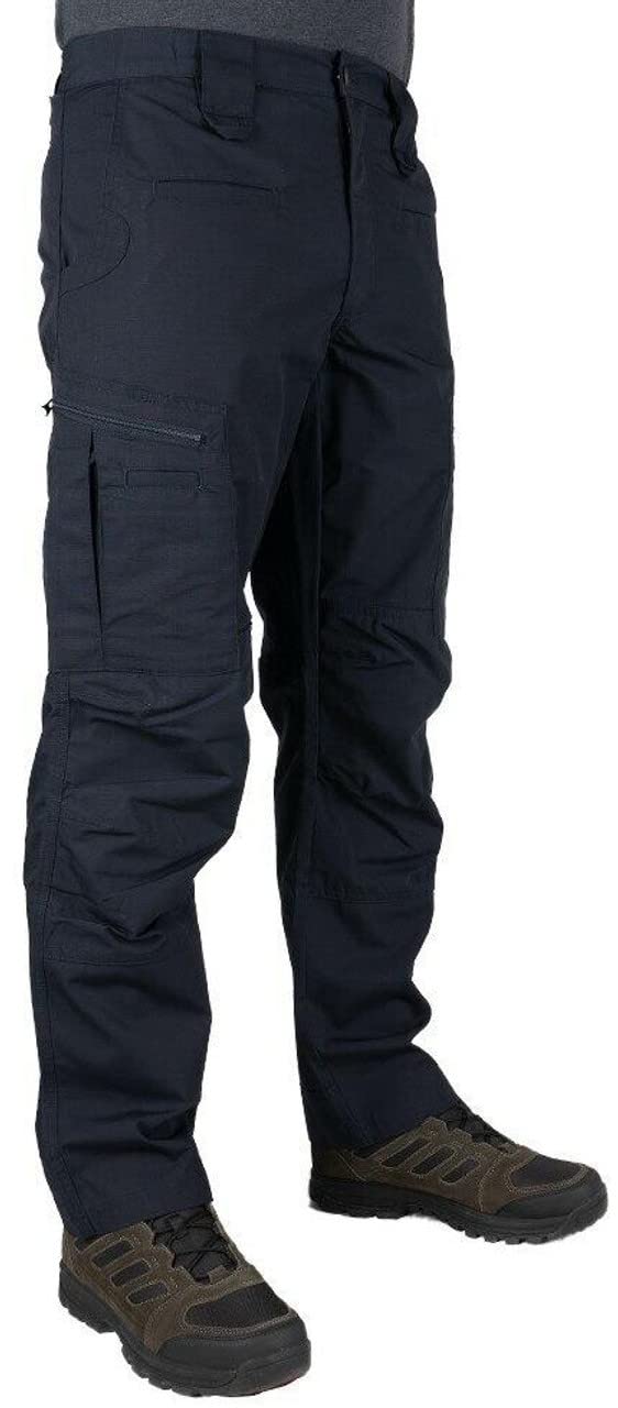 LAPG Men's Atlas Stretch Tactical Cargo Pants, Durable & Lightweight Ripstop Work Pants, Outdoor Hiking Pants for Men - Navy - 36 x 34