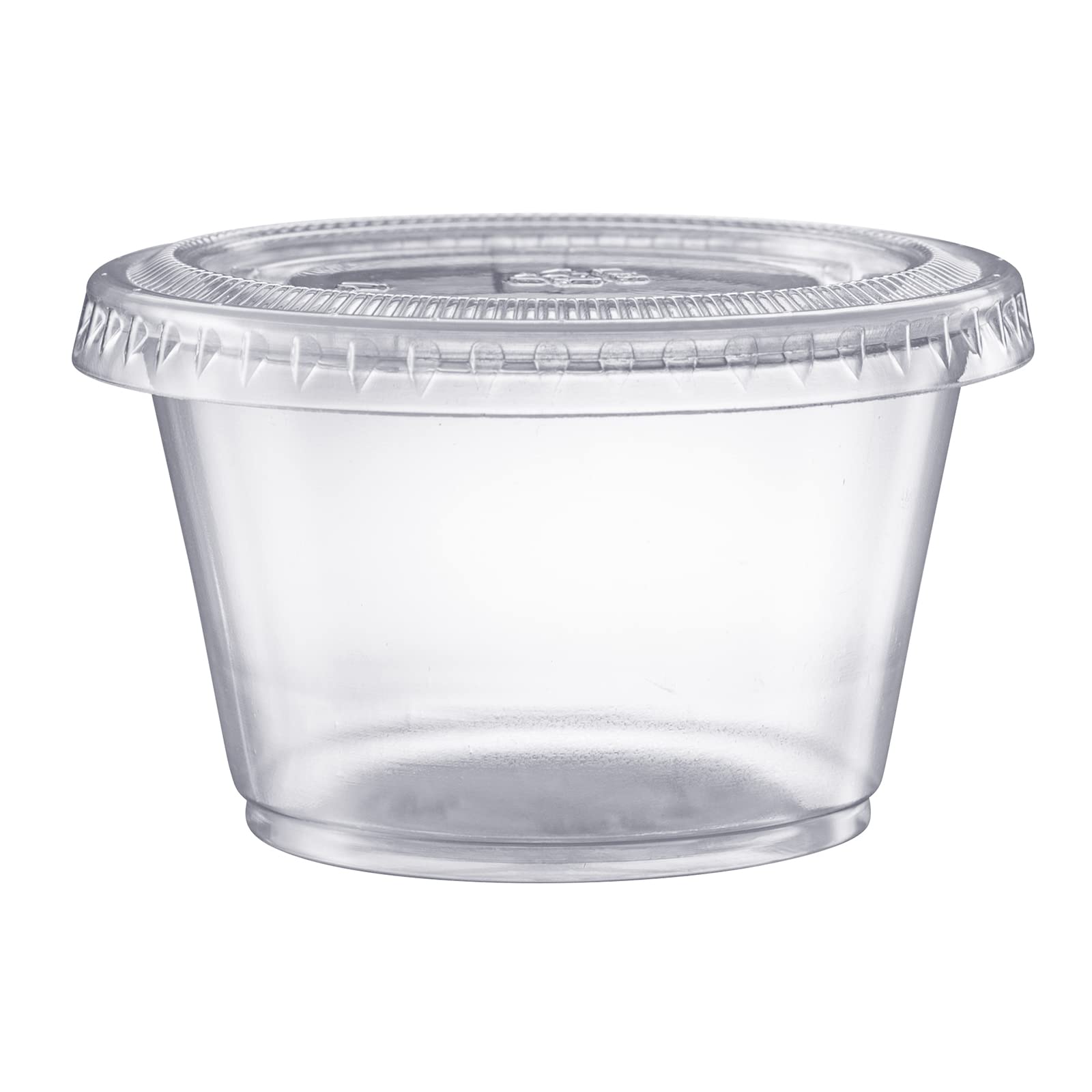 Pantry Value [100 Sets - 4 oz.] Cups with Lids, Small Plastic Condiment Containers for Sauce, Salad Dressings, Ramekins, & Portion Control