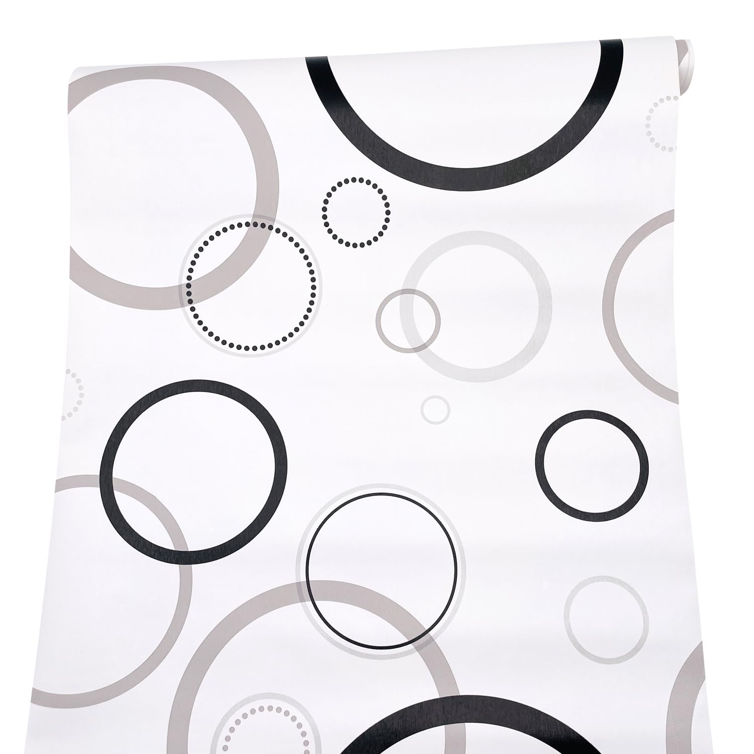 Yifely Black Gray Circles Removable Shelf Drawer Liner Dustproof Furniture Paper 17.7 Inches by 9.8 Feet