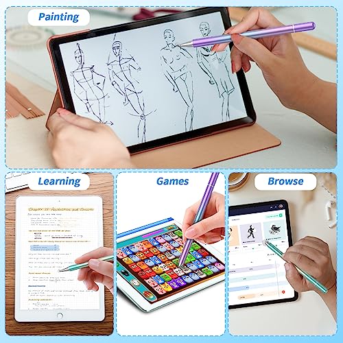 Stylus Pens for Touch Screens(3 Pcs), High Precision Magnetic Disc Universal Stylus Pen for iPad Compatible with Apple/iPhone/iPad/Android/Microsoft Tablets (Green Gold/Purple Blue)