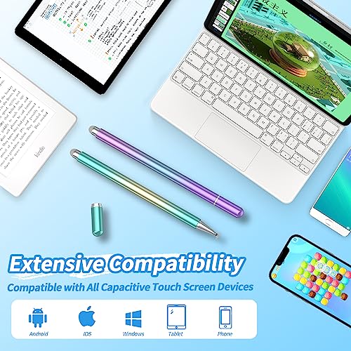 Stylus Pens for Touch Screens(3 Pcs), High Precision Magnetic Disc Universal Stylus Pen for iPad Compatible with Apple/iPhone/iPad/Android/Microsoft Tablets (Green Gold/Purple Blue)