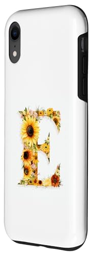 iPhone XR Letter E Initial Monogram Sunflower Minimalist Women Yellow Case