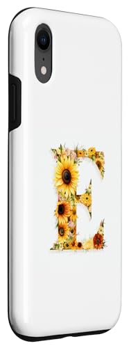 iPhone XR Letter E Initial Monogram Sunflower Minimalist Women Yellow Case