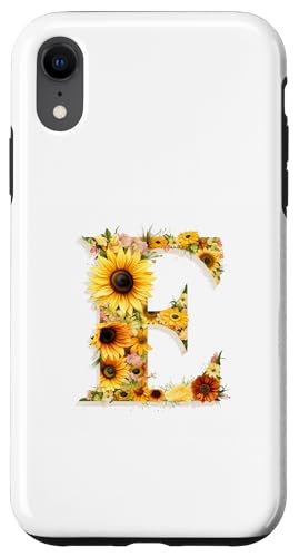 iPhone XR Letter E Initial Monogram Sunflower Minimalist Women Yellow Case