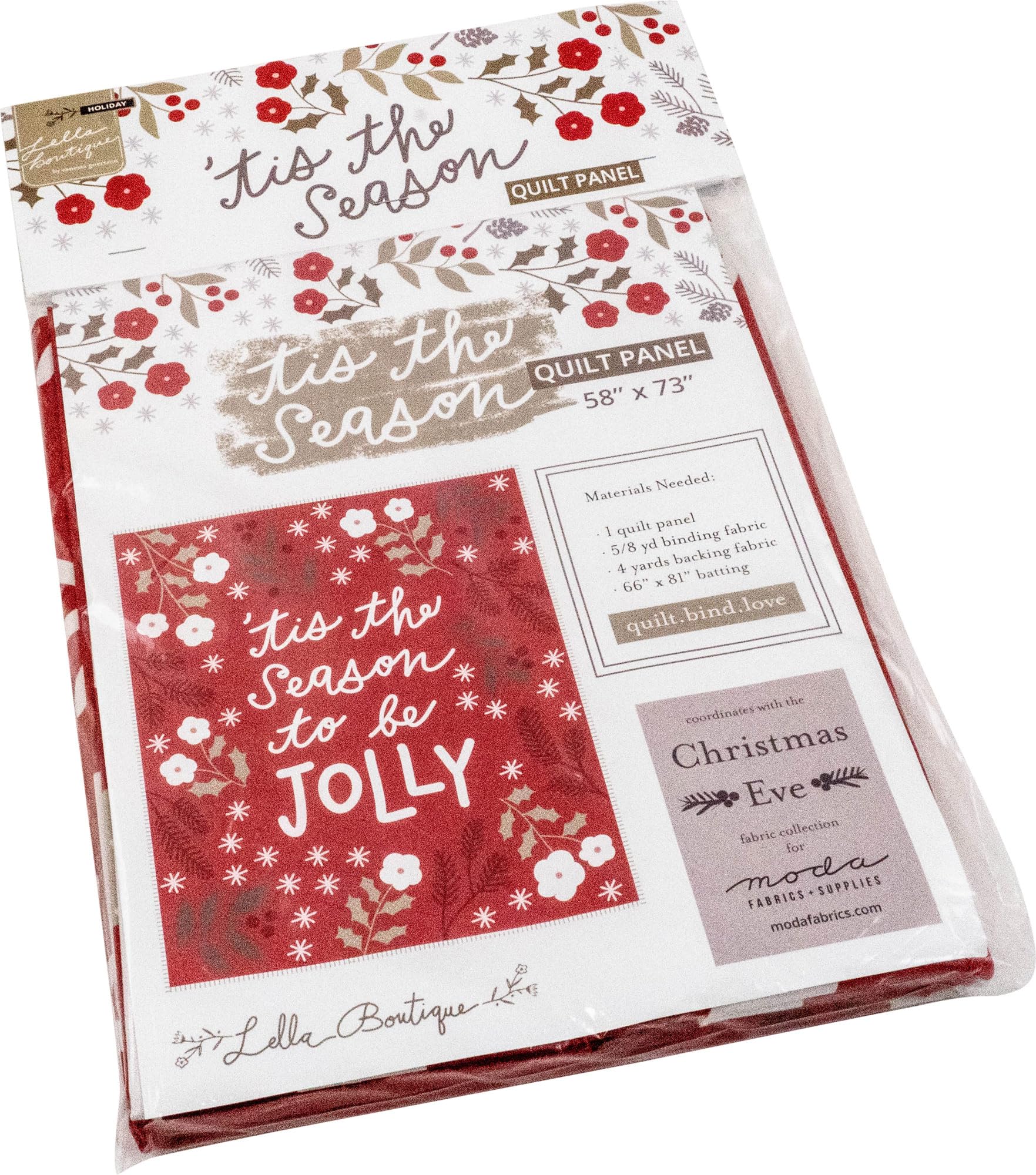 Lella Boutique Christmas Eve 'Tis The Season Panel 1 58-inch by 73-inch Panel Moda Fabrics 5188 11P