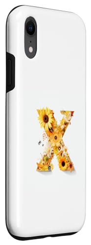 iPhone XR Letter X Initial Monogram Sunflower Minimalist Women Yellow Case