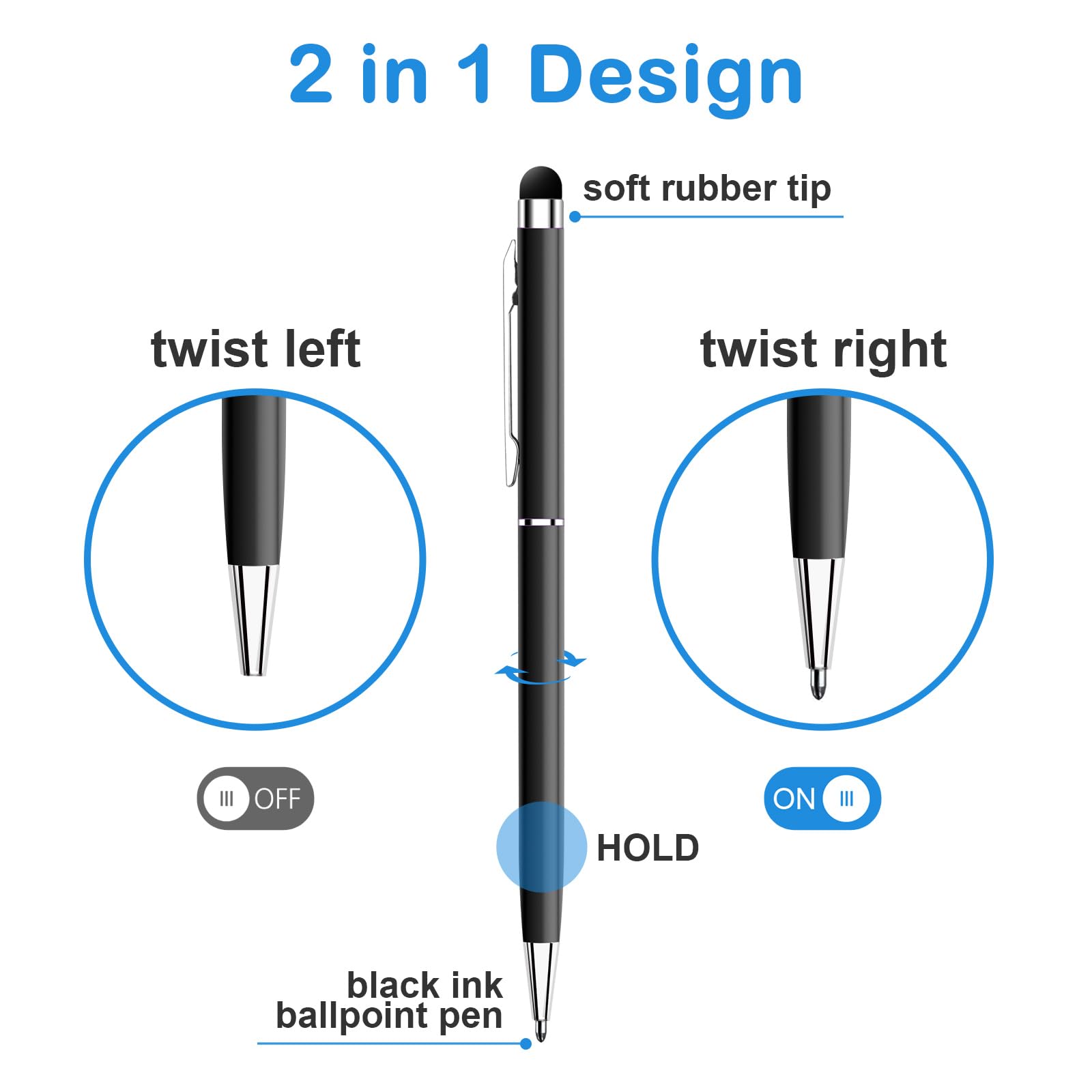 Stylus Pens for Touch Screens, Stylus Pen 10-Pack High Precision Capacitive 2 in 1 Stylus Ballpoint Stylists Pens Universal for iPhone iPad Tablet Laptop Kindle Samsung Galaxy All Touch Screens Device