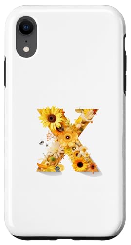 iPhone XR Letter X Initial Monogram Sunflower Minimalist Women Yellow Case