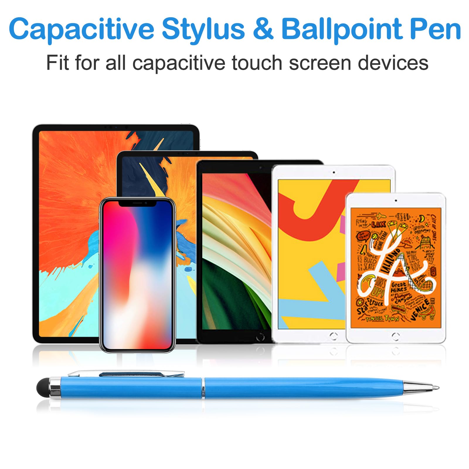 Stylus Pens for Touch Screens, Stylus Pen 10-Pack High Precision Capacitive 2 in 1 Stylus Ballpoint Stylists Pens Universal for iPhone iPad Tablet Laptop Kindle Samsung Galaxy All Touch Screens Device