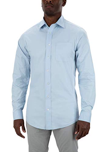 Vertx Mens Capitol Long Sleeve Button Down Breathable Dress Shirt, Tactical Gear Apparel, Tailored Stretch Work Shirts with Comms Loop, for Professional Police and Security, Jettison Blue, Medium