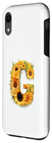 iPhone XR Letter G Initial Monogram Sunflower Minimalist Women Yellow Case