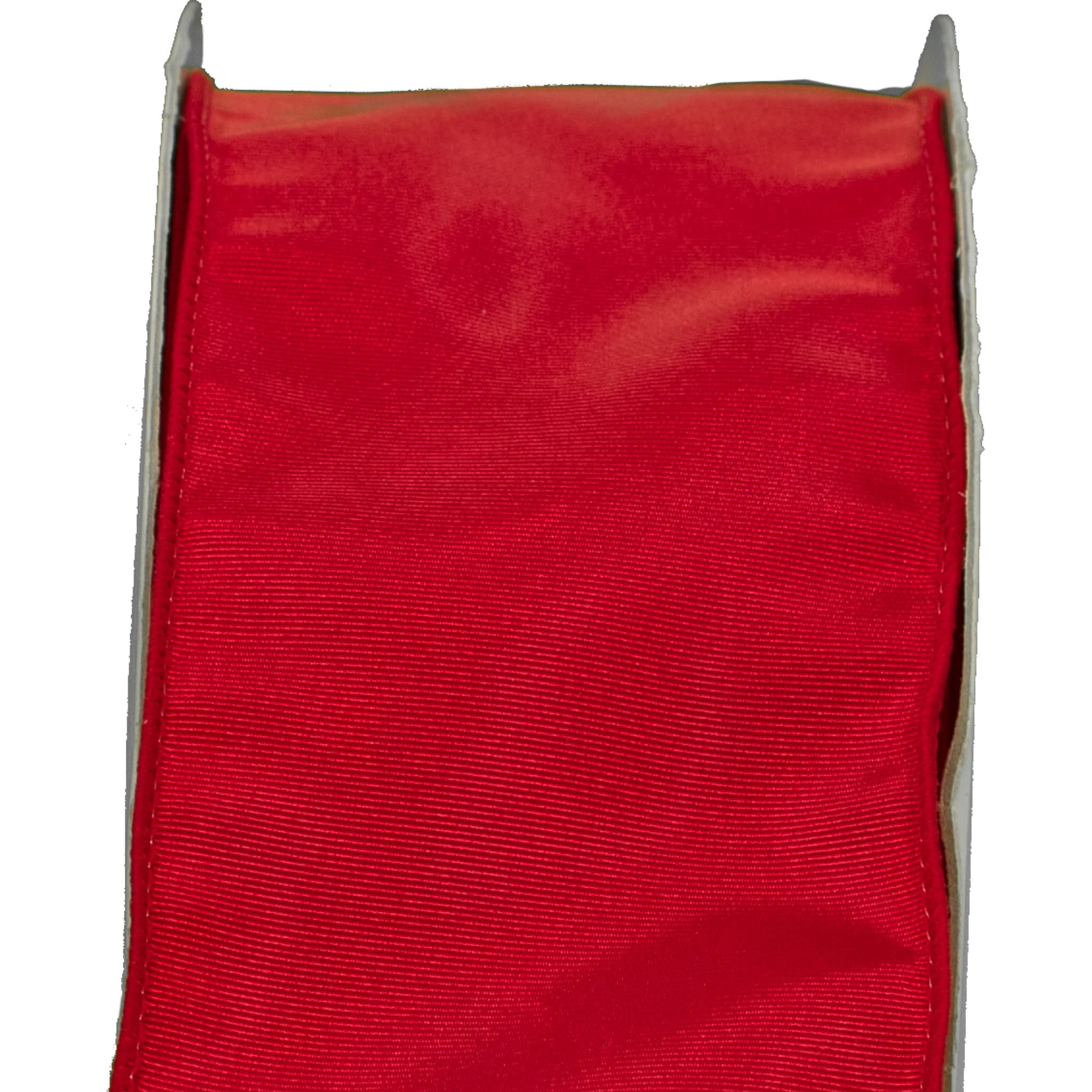 Red Christmas Ribbon Double Faced Satin Fabric Wired-Edge Rolls of 3IN Wide X 50 Yard Length