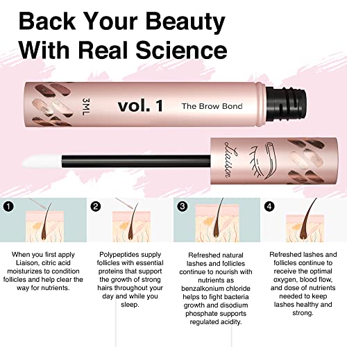 Liaison Brow Bond Eyebrow Growth Serum - Brow Growth Complex - Boost & Enhancer for Longer, Fuller, & Thicker Eyebrows - Vegan, Cruelty Free, Paraben Free & Talc Free - Irritation Free Formula
