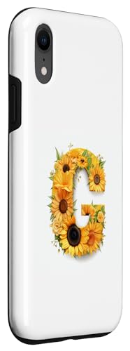 iPhone XR Letter G Initial Monogram Sunflower Minimalist Women Yellow Case