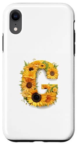 iPhone XR Letter G Initial Monogram Sunflower Minimalist Women Yellow Case