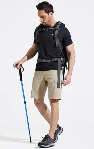 MASKERT Men's Hiking Cargo Shorts, Lightweight Quick Dry Shorts Travel Fishing Golf Stretch Tactical Shorts, Khaki S