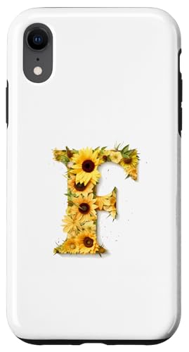 iPhone XR Letter F Initial Monogram Sunflower Minimalist Women Yellow Case
