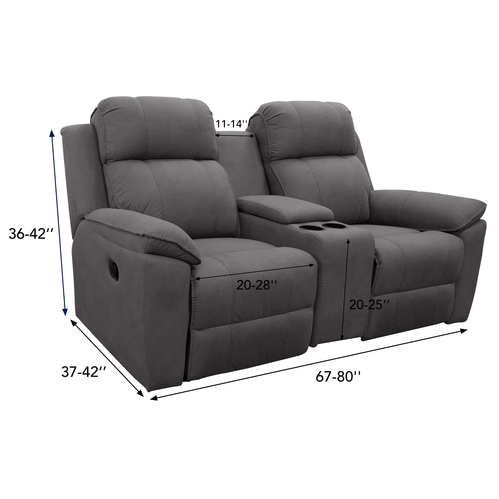 Easy-Going 1 Piece Stretch Reclining Loveseat with Middle Console Slipcover, 2 Seater Loveseat Recliner Cover with Holder and Storage, Recliner Couch Sofa Cover, Furniture Protector Chocolate