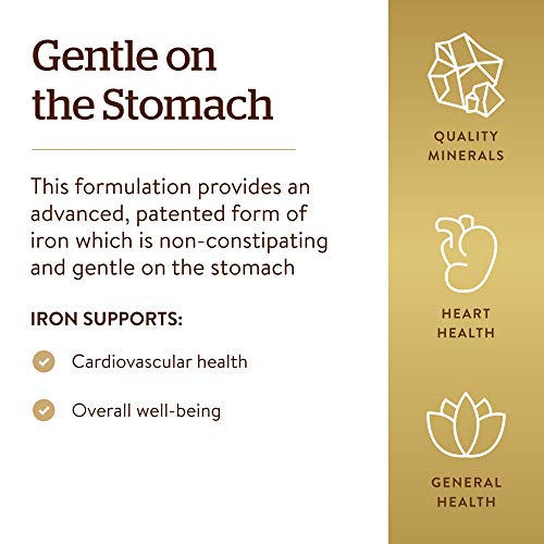 Solgar Gentle Iron, 240 Vegetable Capsules - Ideal for Sensitive Stomachs - Non-Constipating - Red Blood Cell Supplement - Non GMO, Vegan, Gluten Free, Dairy Free, Kosher - 240 Servings
