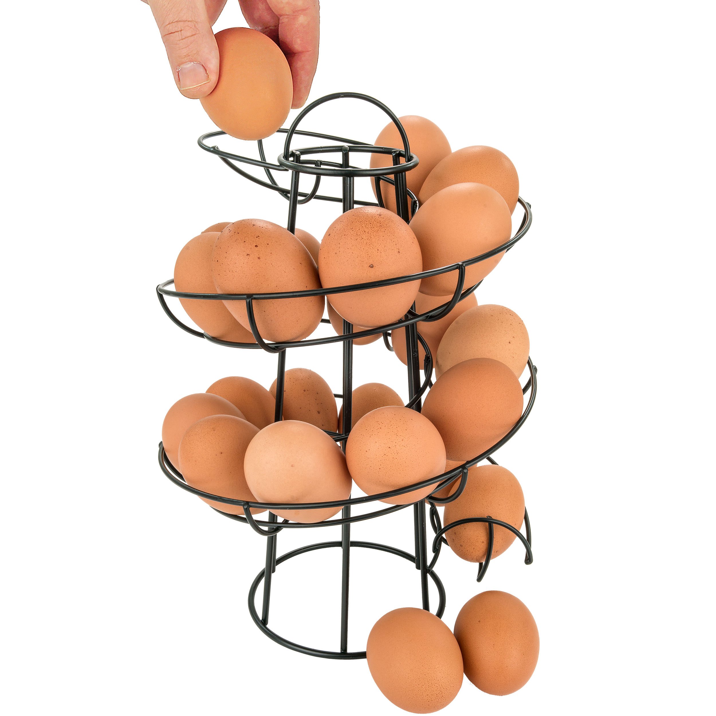 Southern Homewares Egg Skelter Deluxe Modern Spiraling Dispenser Rack Black