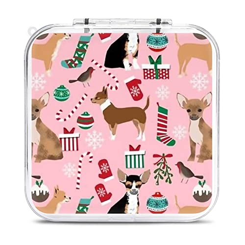 Chihuahua dogs christmas fabric cute chihuahuas dogs best toy dog fabrics Game Card Case for Swítch Protective Portable Case Box with 12 Cartridge Slots