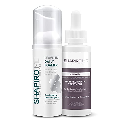 Women’s Hair Regrowth Travel Kit: Leave-In Foamer, 2% Minoxidil. Experience Healthier, Fuller, and Thicker looking Hair with Shapiro MD