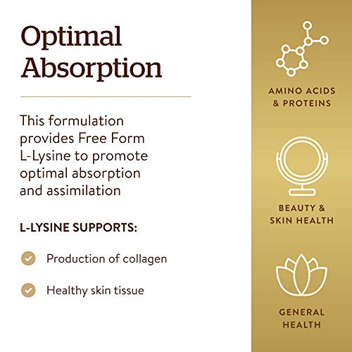 Solgar L-Lysine 500 mg, 250 Vegetable Capsules - Enhanced Absorption & Assimilation - Promotes Integrity of Skin & Lips - Collagen Support - Amino Acids - Non-GMO, Vegan, Gluten Free - 250 Servings
