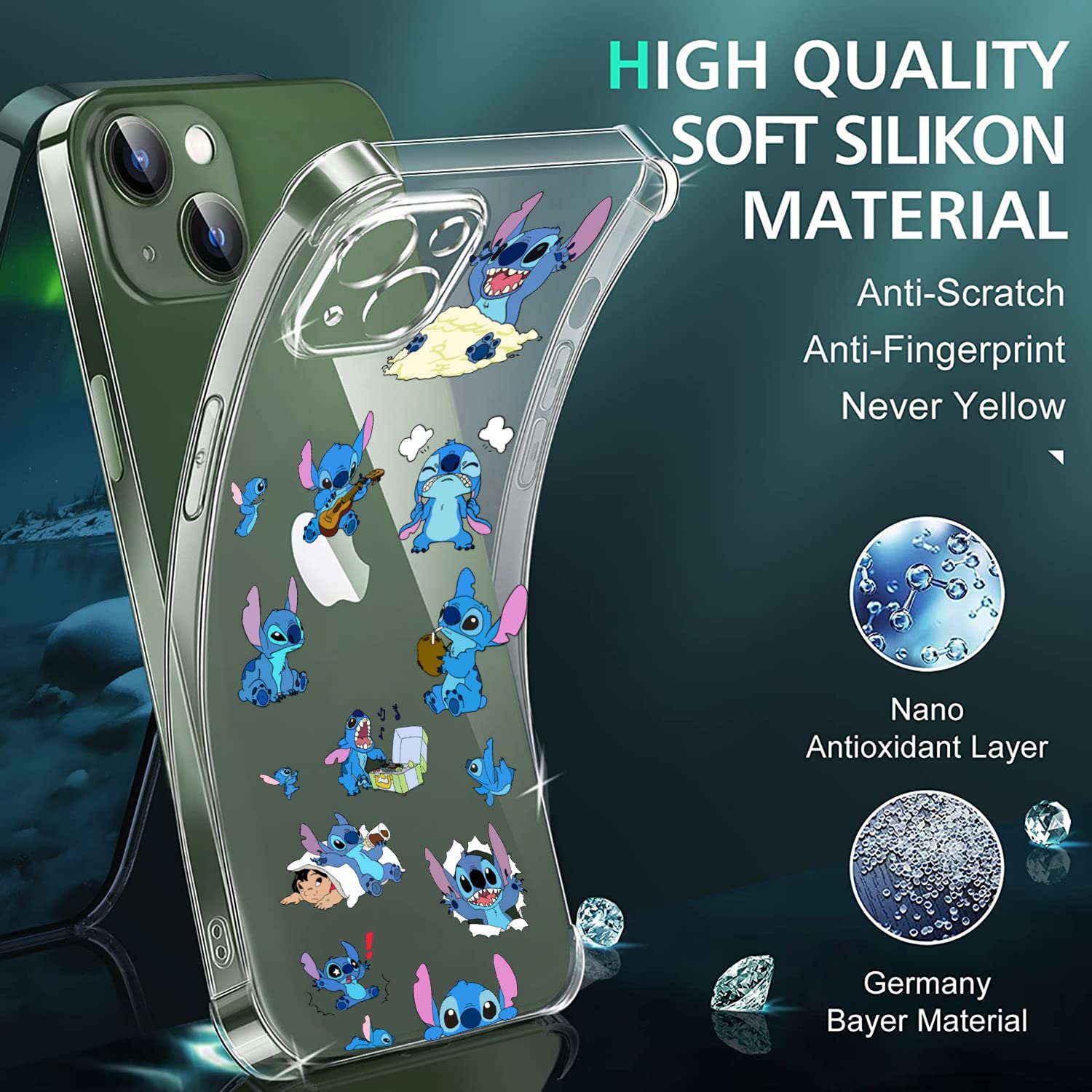 MOBRWUVS 2 Pack Clear Case + Stitch Case for iPhone XR, Fully Wrapped Lens Shockproof and Anti-Drop Without Changing Yellow, TPU Material Durable (iPhone XR)