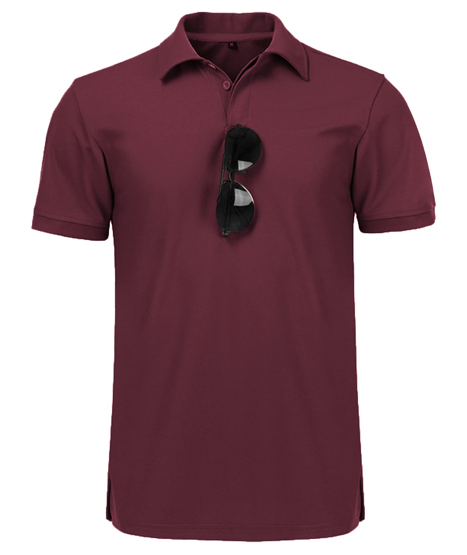 SCODI Mens Polo Shirts Performance Short Sleeve Tactical Shirts Athletic Golf Shirt 012-Wine Red 2XL