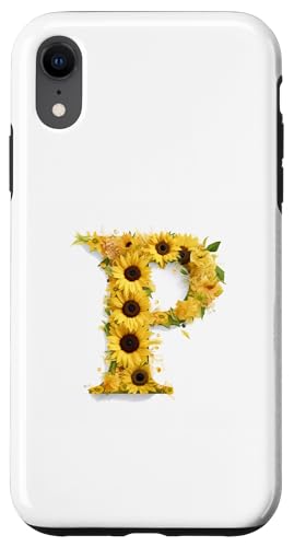 iPhone XR Letter P Initial Monogram Sunflower Minimalist Women Yellow Case