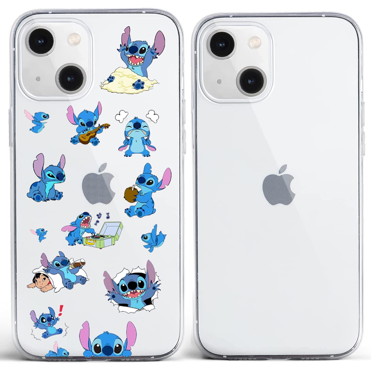 MOBRWUVS 2 Pack Clear Case + Stitch Case for iPhone XR, Fully Wrapped Lens Shockproof and Anti-Drop Without Changing Yellow, TPU Material Durable (iPhone XR)