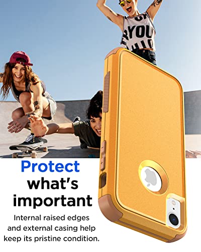 AICase Rugged Case for iPhone XR,Heavy Duty 3-Layer Pocket-Friendly Durable Military Grade Protection Shockproof/Drop Proof Protective Cover for iPhone XR 6.1”_7 Yellow