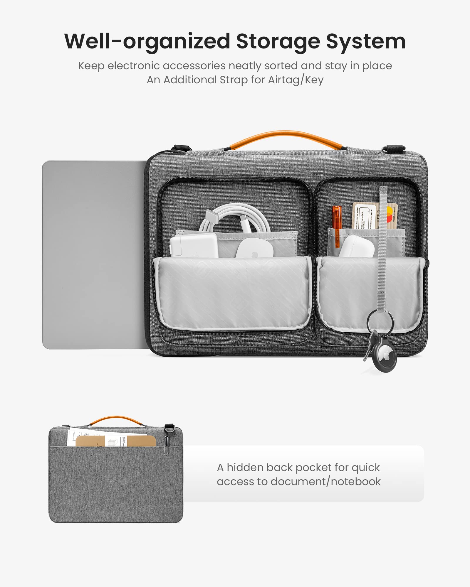 tomtoc 360° Protective Laptop Shoulder Bag for 15.6 Inch Laptop, Fit Acer Aspire 3/5/7, Dell Inspiron/XPS, ASUS ROG/TUF, Lenovo ThinkPad L/E/T/P/V, Waterproof Accessory Case