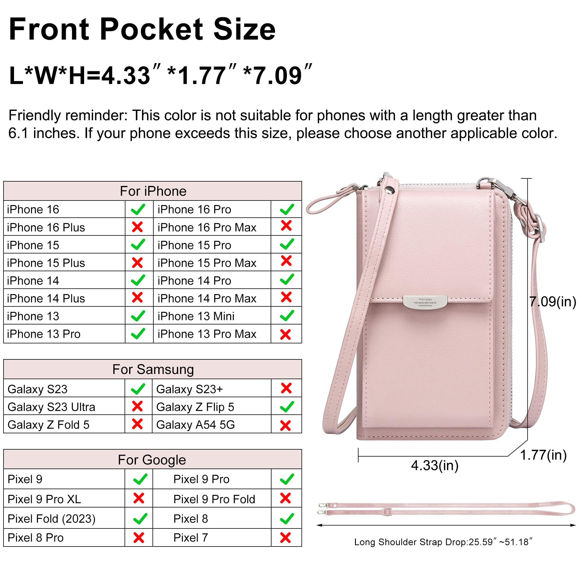 KUKOO Small Crossbody Bag Cell Phone Purse Wallet with Credit Card Slots for Women