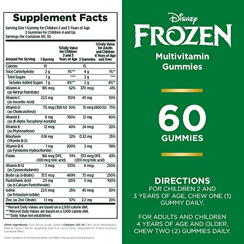 Nature's Bounty Disney® Frozen Kids Gummy Multivitamin, Natural Strawberry & Raspberry Flavored, Vitamins A, C, D, E, and Select B Vitamins, 60 Gummies