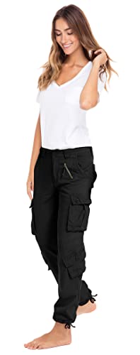 Skylinewears Women's Combat Cargo Tactical Work Trousers Wild 8 Pocket Casual Army Military Pant Black XL