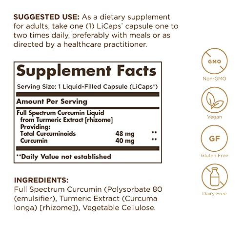 Solgar Full Spectrum Curcumin Liquid Extract Softgels - 30 Count - Faster Absorption - Brain, Joint & Immune Health - Non-GMO, Gluten-Free, Dairy-Free, Soy-Free - 30 Servings