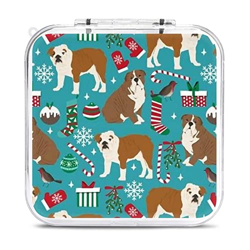 English bulldogs christmas fabric cute xmas design english bulldogs christmas fabrics cute d Game Card Case for Swítch Protective Portable Case Box with 12 Cartridge Slots