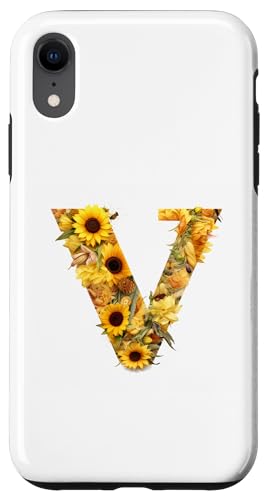 iPhone XR Letter V Initial Monogram Sunflower Minimalist Women Yellow Case