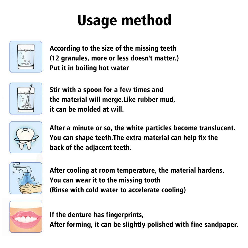 XBKPLO Multi-Functional Temporary Tooth Repair Kit Moldable Thermal Fitting Beads for Snap On Instant and Confident Smile Denture Adhesive Fake Teeth Cosmetic Braces Veneer (15g)