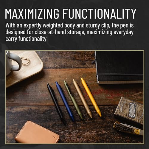 Everyman OD Green Super Matte Grafton Pen, Aluminum Pocket-Size Writing Pen, Luxury EDC Premium Ink Pen, Bold Point Ballpoint Pens, Office Supplies, Fine Point, Smooth Writing Pen with Grooved Grip