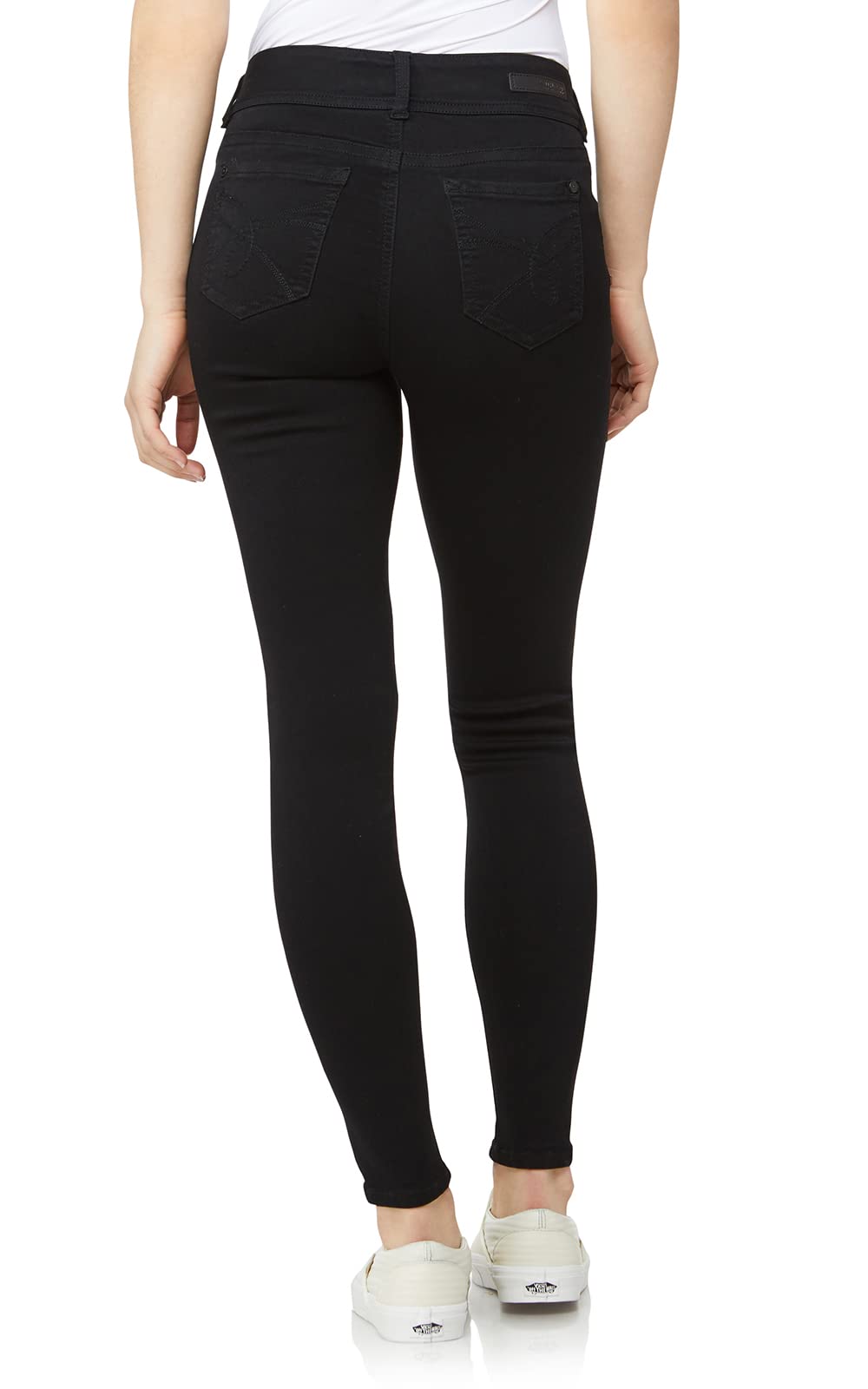 WallFlower Women's Ultra Skinny Mid-Rise Insta Soft Juniors Jeans (Standard and Plus), Black/Logan, 15