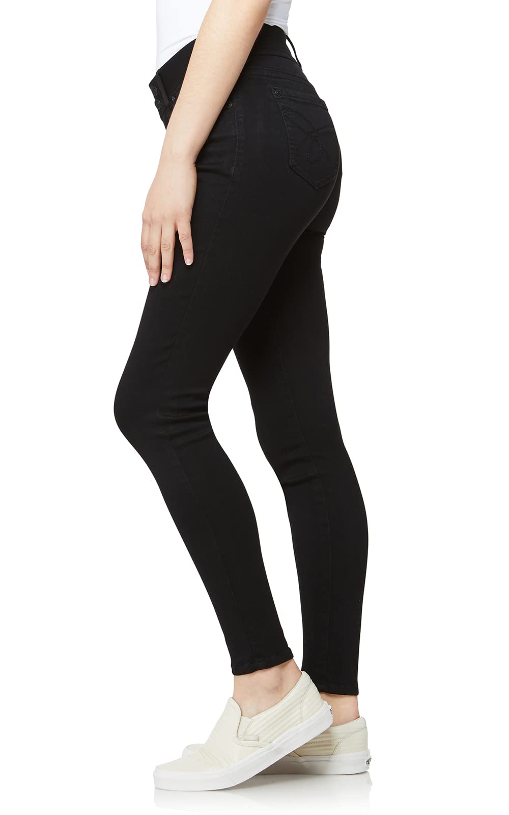 WallFlower Women's Ultra Skinny Mid-Rise Insta Soft Juniors Jeans (Standard and Plus), Black/Logan, 15