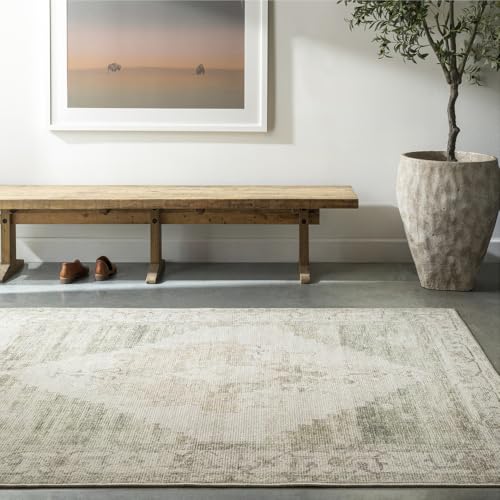 Livabliss x Becki Owens Luca Medallion Area Rug, 5'3" x 7', Olive