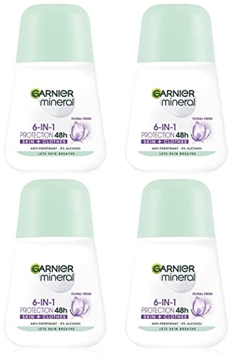 (Pack of 4) Garnier Mineral Protection 6 Floral Fresh Scent Anti-perspirant Roll On for Women 4x50ml