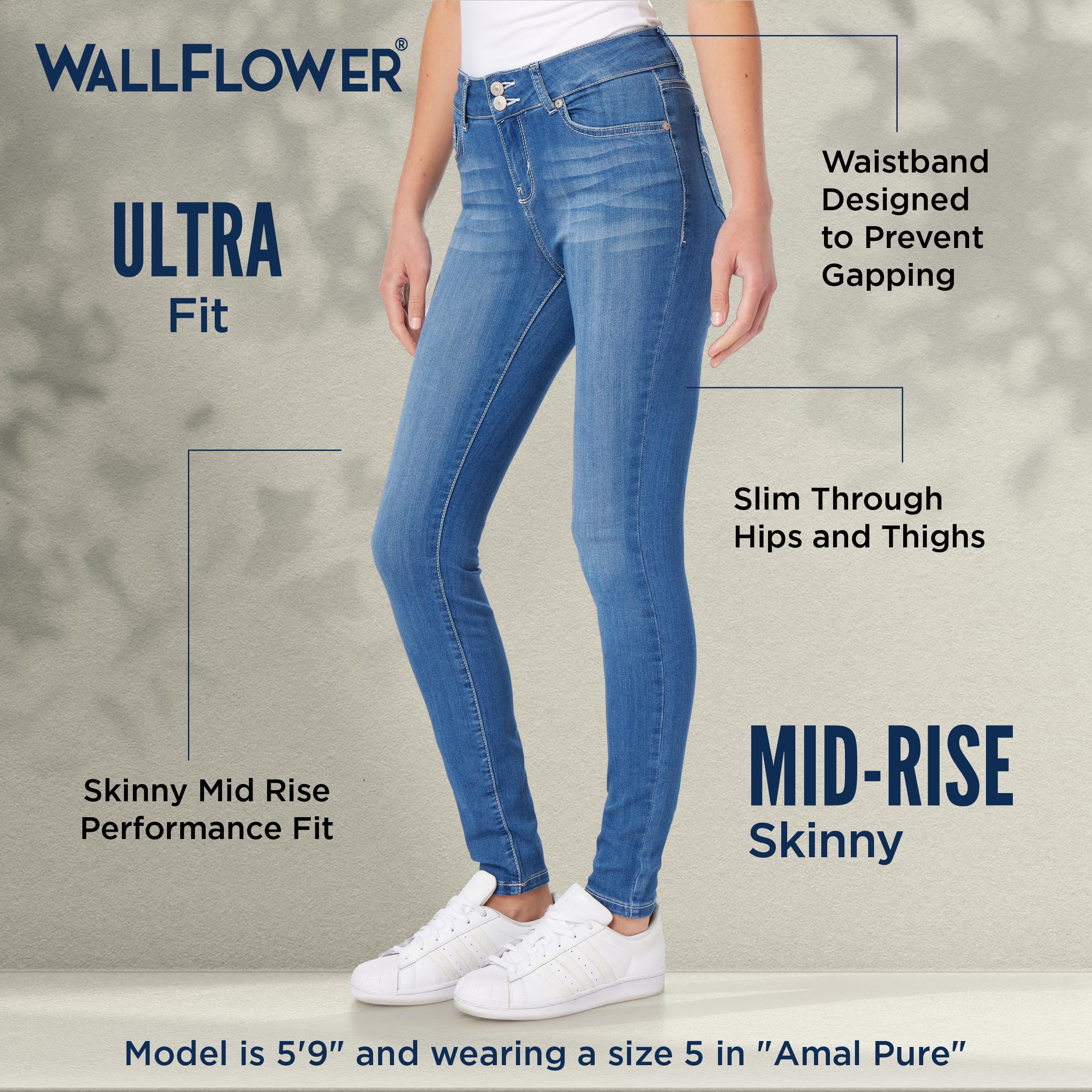 WallFlower Women's Ultra Skinny Mid-Rise Insta Soft Juniors Jeans (Standard and Plus), Black/Logan, 15
